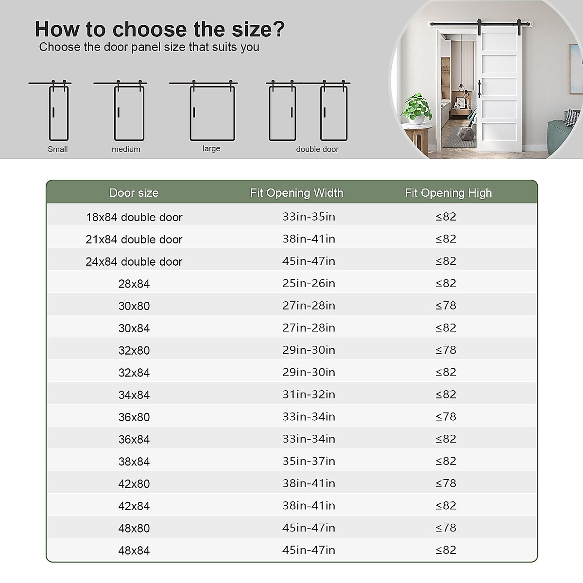 Fredbeck 36x84 inch White Barn Door with 6.6FT Sliding Door Hardware Kit Included & Handle,Solid,MDF,PVC Surface,DIY Assembly,5-Panel,Fit 33in-34in Opening