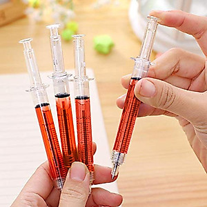 SunAngel Syringe Pen Nurse Pen Writes In Black Ink, For Boys And Girls, Imaginary Doctor Play, School Supplies(Red, 60PCS)