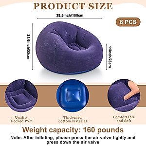 Realspring 6 Pcs Bean Bag Chairs for Adult Inflatable Chairs with Electric Air Pump,Blow up Chair Folding Portable Inflatable Couch Lazy Sofa for Camping Living Room Bedroom (Blue)