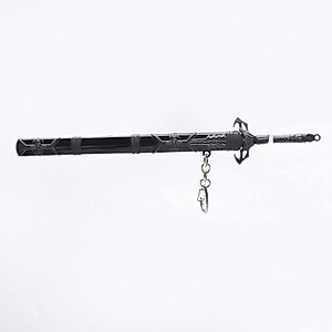 FFYGYZ Chinese Ancient JIAN Sword Keychain Key Ring Chains Chinese Style Weapon Metal Model Key Chain Sword Shaped Letter Parcel Opener Gift Action Figure Arts Free Sword Stand(Black&Gray)