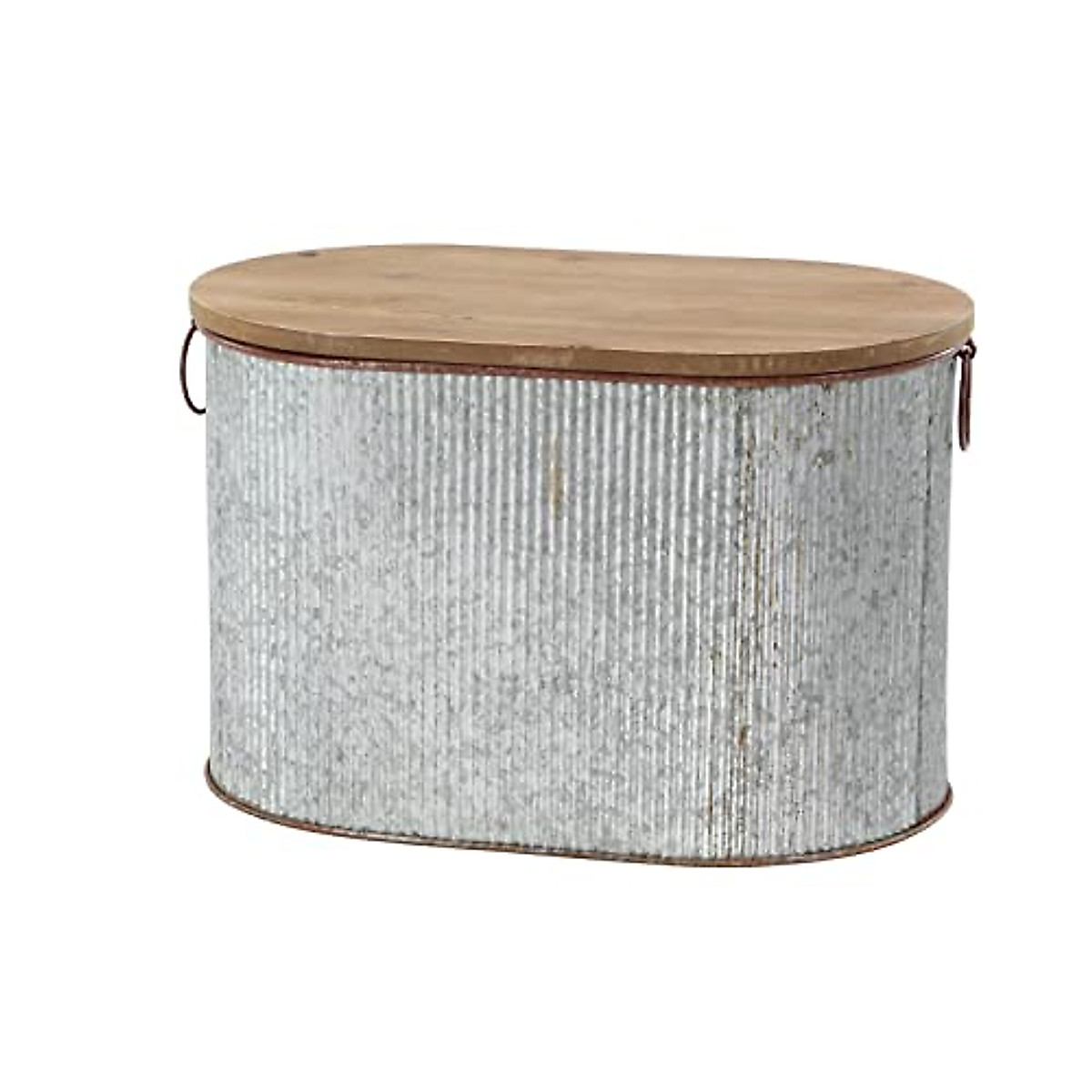 Deco 79 Metal Storage Bench with Brown Wood Top, Set of 3 48", 23", 23"W, Brown