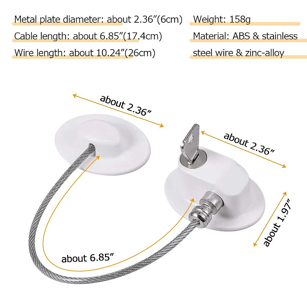 Maveek 3 Pack Child Safety Refriderator Lock, Cabinet Lock with 3 Keys, Drawer Lock with 6 Extra Strong Adhesive Stick Pads for Fridge Freezer Glass Door Window Baby Proof No Tools No Drilling White