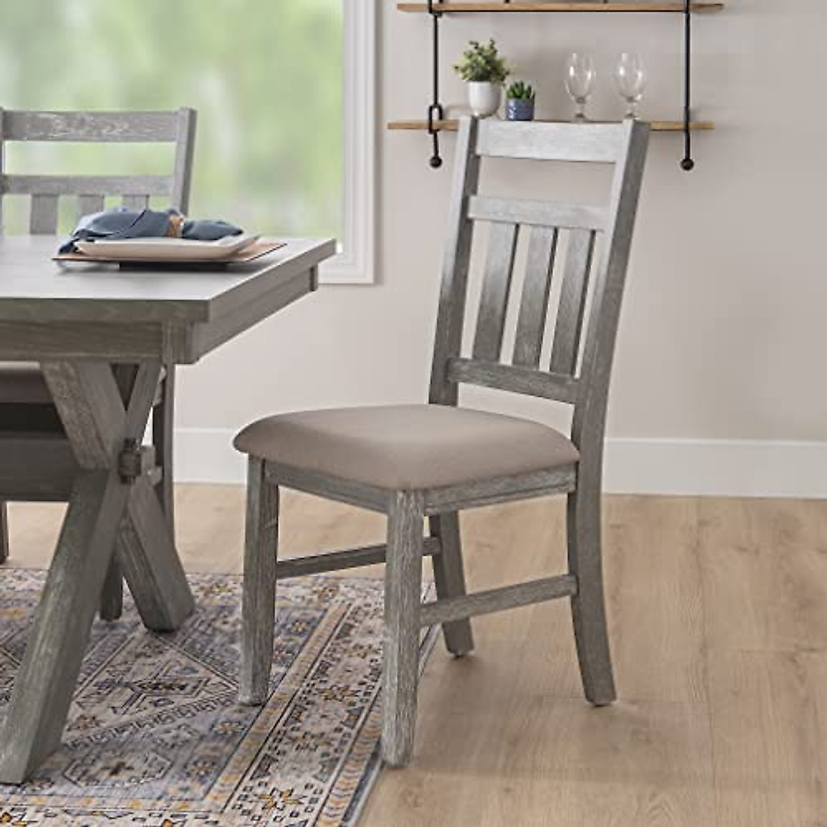Powell Turino Dining Set, Grey Oak Finish, 6 Chairs