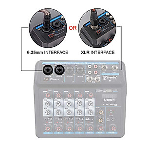 D Debra M6 Mini Audio Mixer Mixing Console Mixer Sound 6 Channel with Sound Board USB Bluetooth Audio Interface Mic Preamps 48V Phantom Power Mixer Use for DJ Studio PC Recording Singing Webcast Party