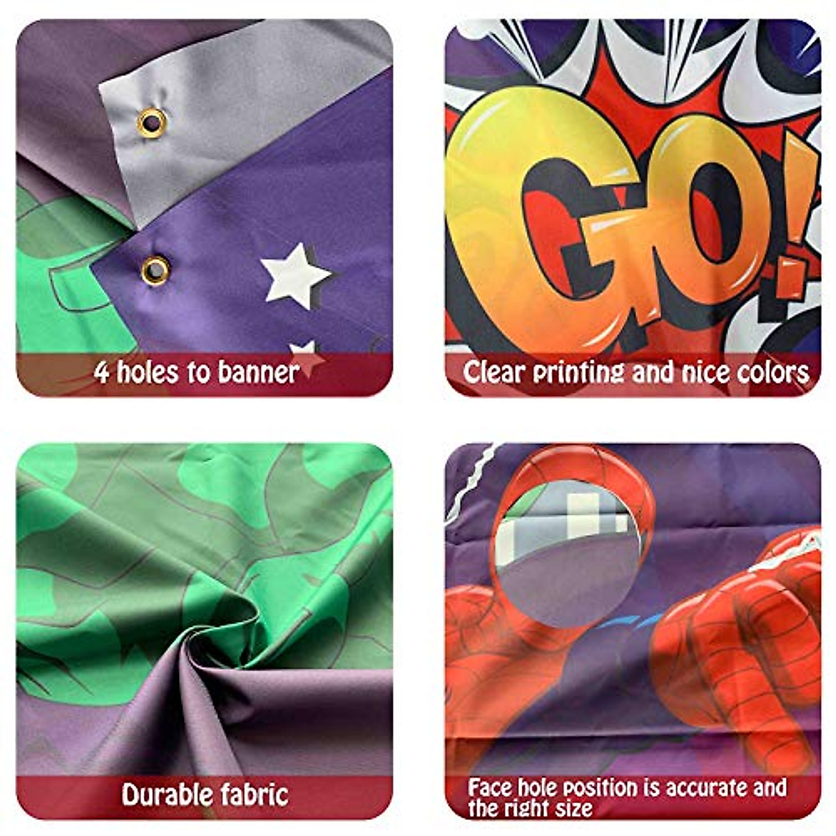 Superhero Photo Door Banner,Spider and Green Giant Face Photography Fabric Banner Background for Kids Birthday Party Favor Supplies Decorations and Party Game Photo Props Backdrop Props