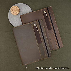 Leather Refillable Journal Cover for Men and Women, Handmade Gift Set for Moleskine Cahier XL with Stylish Pen and Card Holder, Vintage and Classic, Notebook, Sketchbook, Planner and Diary (10.5x16.4")
