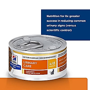 Hill's Prescription Diet c/d Multicare Urinary Care Chicken & Vegetable Stew Wet Cat Food, Veterinary Diet, 2.9 oz Cans, 24-Pack