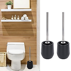 PerGar 2Pcs Toilet Brush, Robust Lockable Threads Toilet Bowl Brush and Holder, Efficient Safe Toilet Cleaner Brush for Deep Cleaning, Toilet Scrubber with Silicone Bristles, Durable Home Accessory