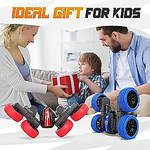 BEZGAR Remote Control Car - Double Sided Mini RC Stunt Car, 360° Flips Rotating RC Cars with LED Lights, 2.4Ghz Indoor/Outdoor All Terrain Rechargeable Electric Toy Cars Gifts