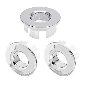 Qjaiune 3 Pack Bathroom Sink Overflow Trim Ring, Electroplating Chrome Overflow Drain Cover Round Basin Cover, Vanity Sink Overflow Cap Small Sink Insert, Brass Hole Cover for Kitchen Bathtub
