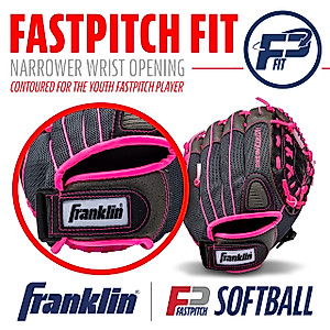 Franklin Sports Softball Glove - Left and Right Handed Softball Windmill Fastpitch Pro Series Adult and Youth Fielding Glove - 12 Inch Right Hand Throw - Pink