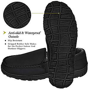 MIXIN Slippers for Men House Shoes Moccasin with Comfortable Memory Foam Indoor Outdoor Shoes Black 10.5