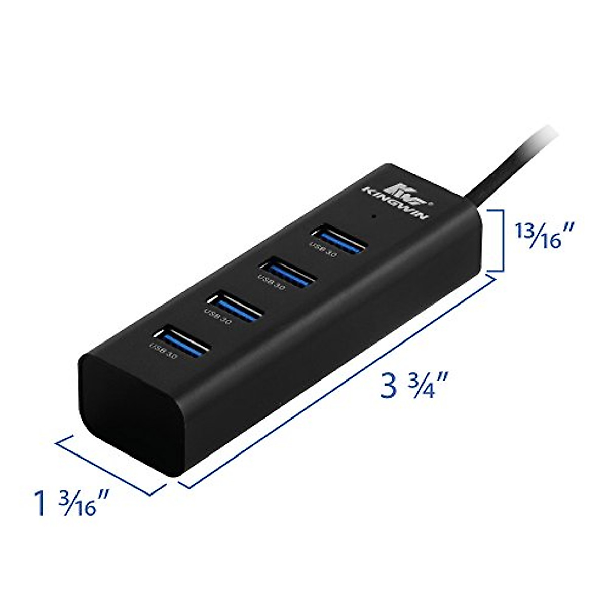 Kingwin USB Hub 4 Port USB 3.0 Data Hub Aluminum for Mobile SSD, MacBook, Mac Pro/Mini, iMac, Chromebook, Surface Pro, USB Flash Drives, Notebook PC, XPS, and More (KWZ-400-BK)