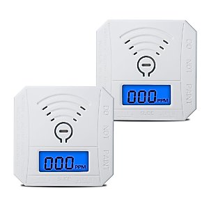 COOKSS Carbon Monoxide Detector 2 Pack,CO Gas Monitor Alarm with LCD Digital Display and Sound Warning，Battery Powered High Accuracy CO Alarm for Home,Office,Warehouse