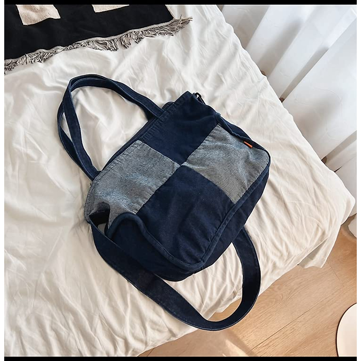 Light Weight Soft Denim Tote Shopper Shoulder Handbag Hobo Tote Bag for Women Crossbody Bag Large Capacity Purse (Dark Green)