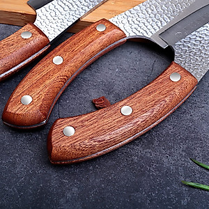 GAINSCOME Handmade Stainless Steel Boning Knife Kitchen Forged Chinese Vegetable Knives Fishing Knife Meat Cleaver Outdoor Cutter Butcher Knife Sharp A-Viking Knife Camping BBQ (5 inch)