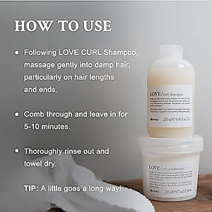 Davines LOVE Curl Conditioner | Curly Hair Conditioner for Hydrating + Elasticizing Curls | Great For Wavy and Curly Hair Types | 8.77 fl oz