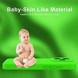 DorisMax for iPhone 14 Pro Max Case with Screen Protector - Upgraded Camera Lens Protector - Soft Full Coverage Liquid Silicone Cover - Scratch-Proof Protective Phone Case 6.7" - Bright Green