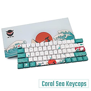 SDYZ Custom Keycaps-Keycaps 60 Percent, Suitable for GK61/GK64/RK61/Anne/GH60 /ALT61 Mechanical Keyboards, 71 Key Set, OEM Profile PBT Keycaps (Coral Sea Keycaps)