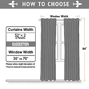 ChrisDowa Grey Velvet Curtains 84 inches Long, 2 Panels Set Thermal Insulated Room Darkening Velvet Curtains for Living Room, Privacy Grommet Window Curtains for Bedroom (Gray, 52 x 84 Inch)