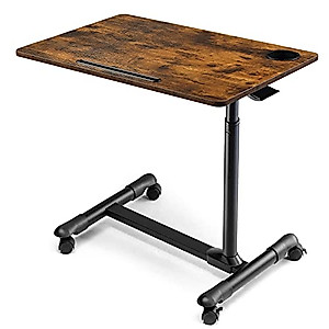 ETHU Overbed Table with Wheels, Upgrade Adjustable Hospital Bed Table, Rolling Tray Table, Overbed Bedside Rolling Laptop Table for Home & Medical