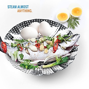 Two-Pack Vegetable Steamer Baskets (Two Sizes) Folding Expandable Steamer Inserts for Instant Pot Accessories, Safety Tool, Stainless Steel, Pressure Cooker, Pot in Pot, Food Steamer Cooking