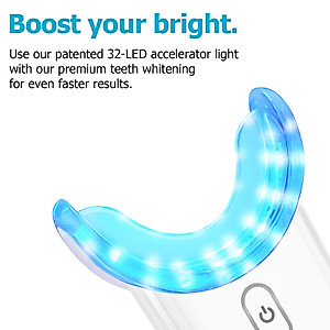 Teeth Whitening Kit Gel Pen Strips - Ollm Specially Formulated for Sensitive Teeth, Gum, Braces Care 32X LED Light Tooth Whitener, Professional Oral Beauty Products Dental Tools 2 Mouth Trays