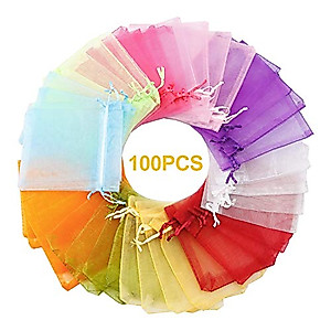 WenTao 100PCS Organza Gift Bags, 4x4.72 Mixed Color Wedding Favor Bags with Drawstring, Premium Candy Jewelry Pouch Party Wrap