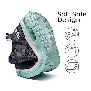 ZOOMCO Womens Air Running Shoes Womens Walking Shoes Lightweight Women Sneakers Air Cushion Tennis Shoes for Gym Workout Sports Gray-Green