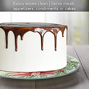 CounterArt Glad Tidings 4mm Heat Tolerant Tempered Glass Lazy Susan Turntable 13" Diameter Cake Plate Condiment Caddy Pizza Server