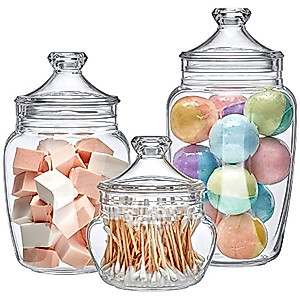Amazing Abby - Embrace - Acrylic Bathroom Canisters (3-Piece Set), Plastic Apothecary Jars for Vanity, BPA-Free and Shatter-Proof, Great for Cotton Balls, Bath Sponges, Shower Balls, and More