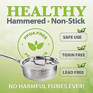 Granitestone Hammered Stainless Steel Pots and Pans Set, Tri Ply Ultra-Premium Ceramic Cookware Set with Nonstick Coating, Kitchen Set Nonstick Frying Pans, Stock Pots & Skillets, Hammered Finish