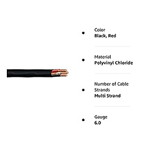 6/3 NM-B, Non-Metallic, Sheathed Cable, Residential Indoor Wire, Equivalent to Romex (50ft Cut)