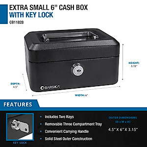BARSKA EXTRA SMALL CASH BOX w/KEY LOCK