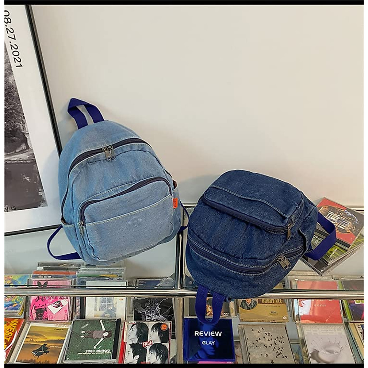 XPONNI Small Backpack Purse for Teen Girls Grunge Accessories Purse Backpack for Women Mini Backpack Purse (Light blue)