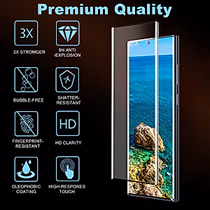 Coliary [2+2 Pack] Galaxy S22 Ultra Screen Protector, 9H Tempered Glass, Ultrasonic Fingerprint Support, 3D Curved, HD Clear Scratch Resistant for Samsung Galaxy S22 Ultra 5G Glass Screen Protector