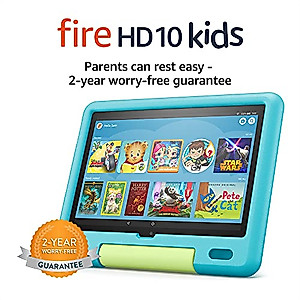 Amazon Fire HD 10 Kids tablet, 10.1", 1080p Full HD, ages 3–7, 32 GB, Aquamarine