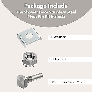 Gordon Glass Co Stainless Steel Pivot Pin and Parts with Hex-Nut and Washer - Premium Replacement for Shower Door Pivot, Ideal for Pivot Shower Doors