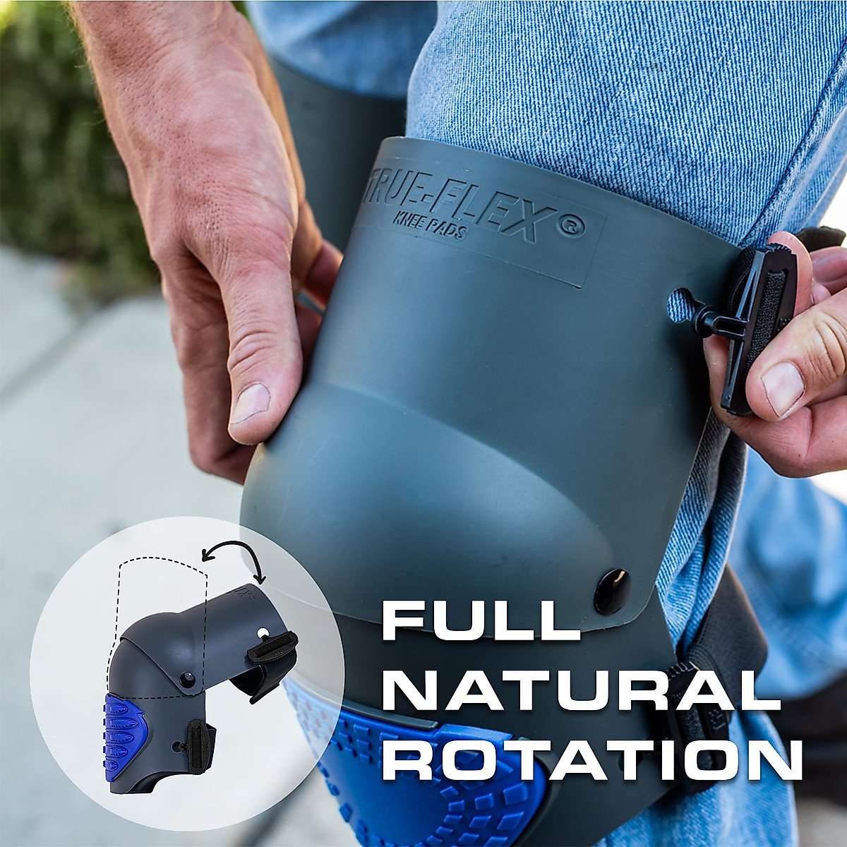 TSE Safety - TSE-TFLX-4-16-GEL Flex Work Knee Foam Padding Pads - Anti-Slip Strong Double Straps Comfortable Knee Protection Breathable Heavy Duty for Indoor and Outdoor Use – Black & Blue