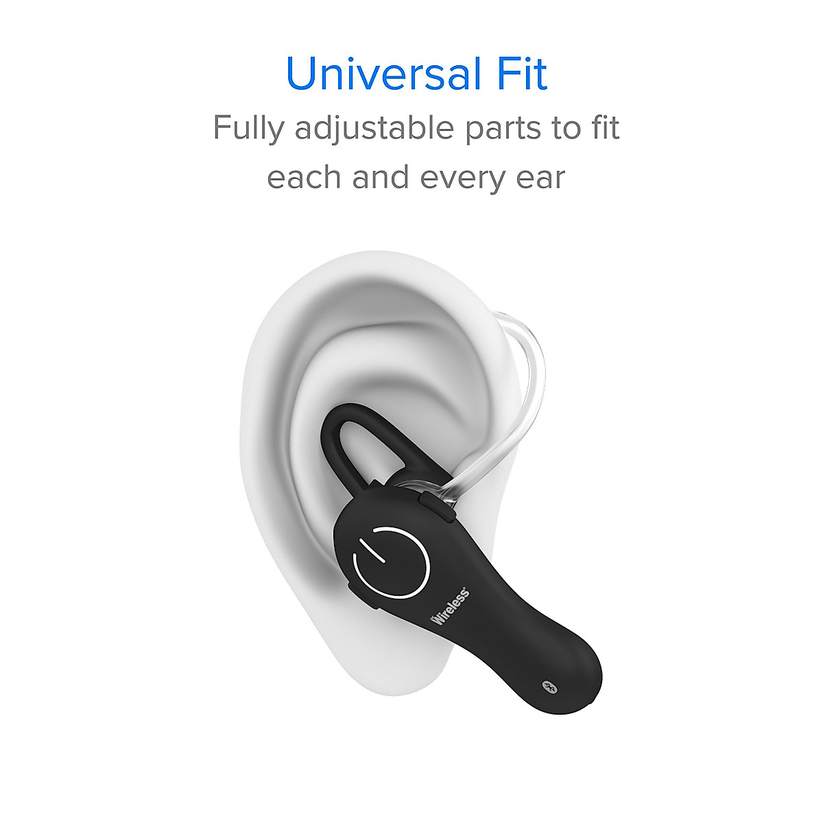 Just Wireless Bluetooth Wireless Headset Handsfree One-Ear Headphone Earbud - Compatible with Apple iPhone (XS, XS Max, XR, X, 8, 8 Plus), Android Cell Phones (Samsung Galaxy) and more
