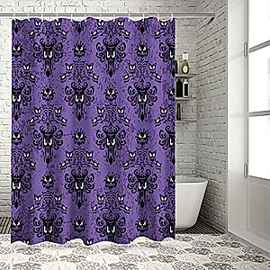 BestLives Halloween Shower Curtain 72 x 72 Inches Haunted Mansion Ghost Purple Bath Curtain Waterproof Polyester Fabric Bathroom Curtain with 12 Hooks-L8