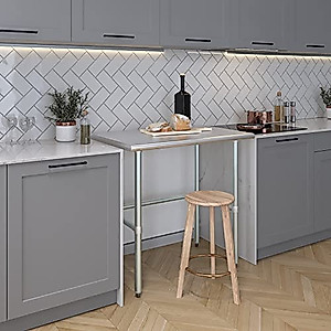 AmGood Stainless Steel Work Table Open Base | NSF Kitchen Island Food Prep | Laundry Garage Utility Bench (36" Long X 24" Deep)