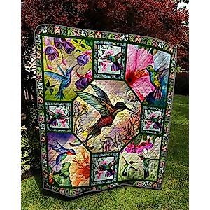 Hummingbird Blanket Ultra Soft Flannel Fleece Bed Blanket Hummingbird  Fluffy Blanket Ocean Throw Blankets for Kids and Adults Cozy Blankets,Design ,Small/Medium/Large/X-Large