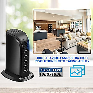 Spy Hidden Camera, WiFi USB Charger Camera 5-Port USB Hub 1080P Wireless Security Nanny Cam Mini Video Recorder with Motion Detection, Support iOS/Android, No Audio