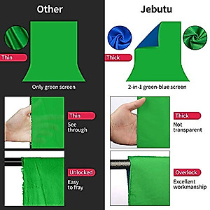 JEBUTU Green Blue Backdrop with Stand Kit 5 x 6.5 Ft, Double-sided Reversible Green Blue Screen with Portable T-Shaped Photograph Background Stand,5 Backdrop Clips for Video,TikTok,YouTube,Zoom,Gaming