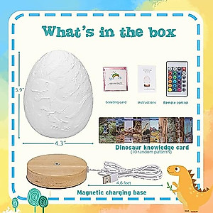 Olee Odee Dragon Egg Night Light for Kids Dinosaur Toys for Kids 3-5 5-7 8-12 for Kids Toddler Toys Bedroom Table Desk Lamp Chirstmas Birthday Boys Girls Gifts