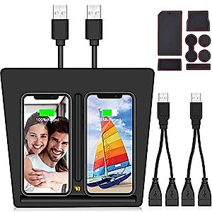 VXDAS Tesla Model 3 Wireless Charger, Dual 10W QI Wireless Phone Charging Pad M3 Car Center Console Tesla Model 3 Accessories Panel with 7pcs Custom Cup Mat Center Console Liner mat-Newest Upgrade