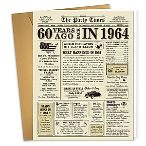 Ogeby Funny 60th Birthday Gifts for Women Men, Jumbo Back in 1964 Birthday Gifts Card, Vintage 60 Year Old Gifts for Dad Mom Grandma, Happy 60th Wedding Anniversary Cards Gifts