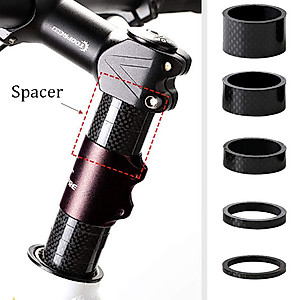 ONGHSD 9 Pieces/Set Carbon Fiber Bike Headset Spacer Kit 1/2/3/5/8/10/15/20/30mm MTB Bike Headset Rings Bicycle Headset Spacer Kit Fits for 1 1/8 Inch Road Mountain Bike Stem Spacers