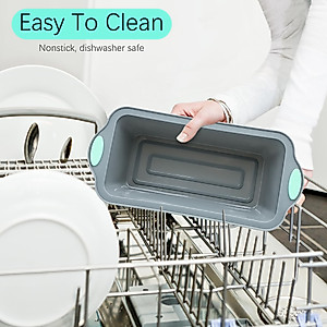 To encounter 9 Inch Silicone Bread and Loaf Pan, 2 Pack Food Grade Nonstick Silicone Molds for Baking Banana Bread, Meat Loaf, Pound Cake, with Metal Reinforced Frame More Strength